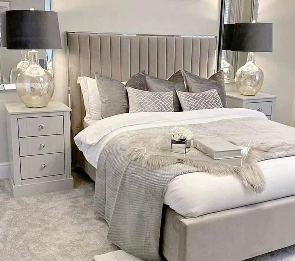 Silver Sapphire Bed Frame Luxury Upholstered Design – Heavenly Beds ...